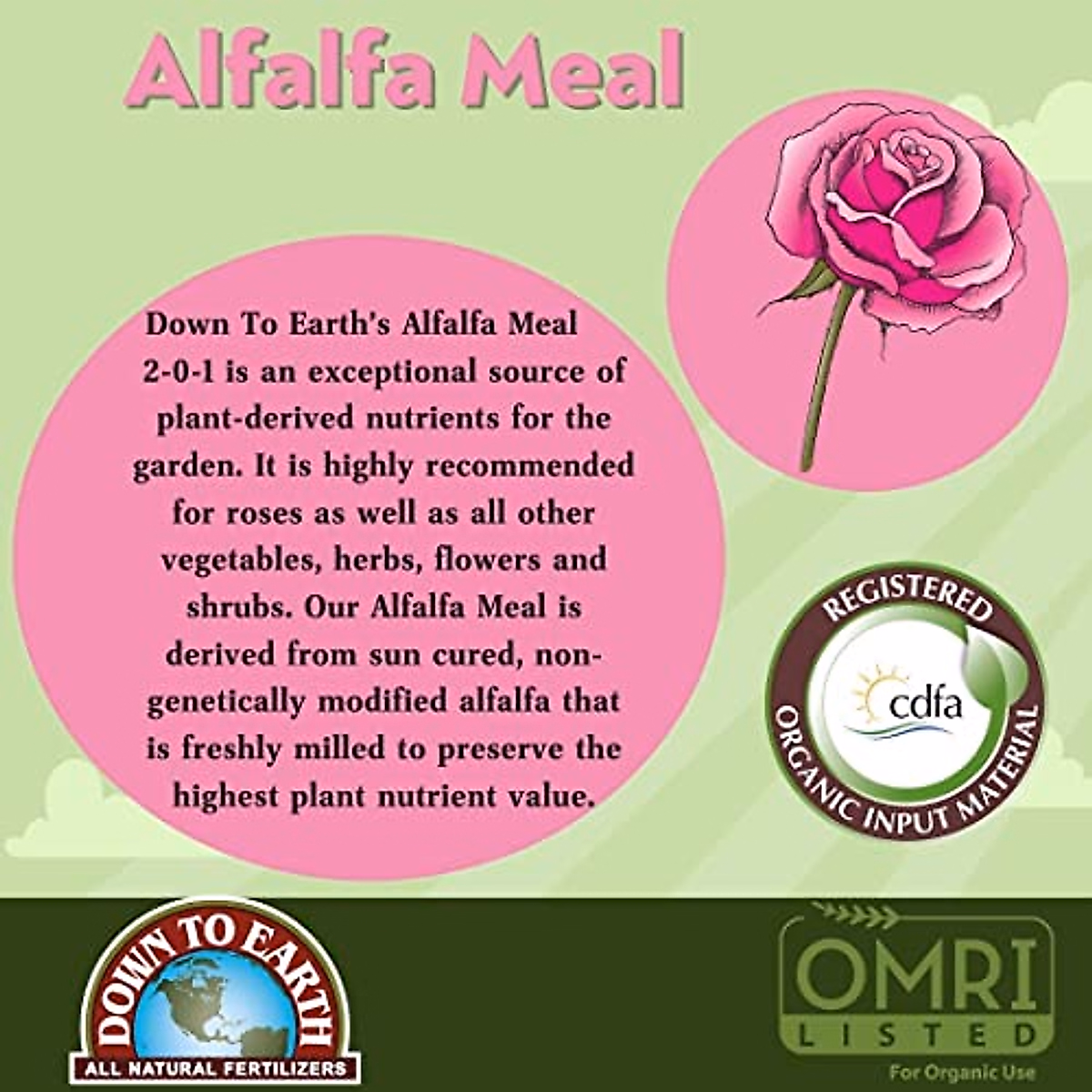 Down to Earth Organic Alfalfa Meal Fertilizer Mix 2-0-1, 4 lb