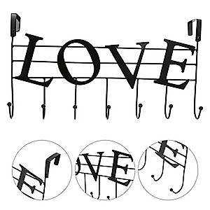Healifty 1pc Storage Over Hook Hats Livingroom Mudroom Door Rails Towel Hanger Jackets Punching- free Decor Iron Hanging Home Metal Shop Clothes Wall Art Gadget Love Duty Hangers The
