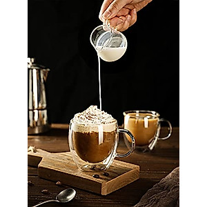 Sweese Espresso Cups, Double Wall Insulated Glass Coffee Mugs, 5 Ounce, Set of 2, Perfect for Espresso Shot, Tea and Juice