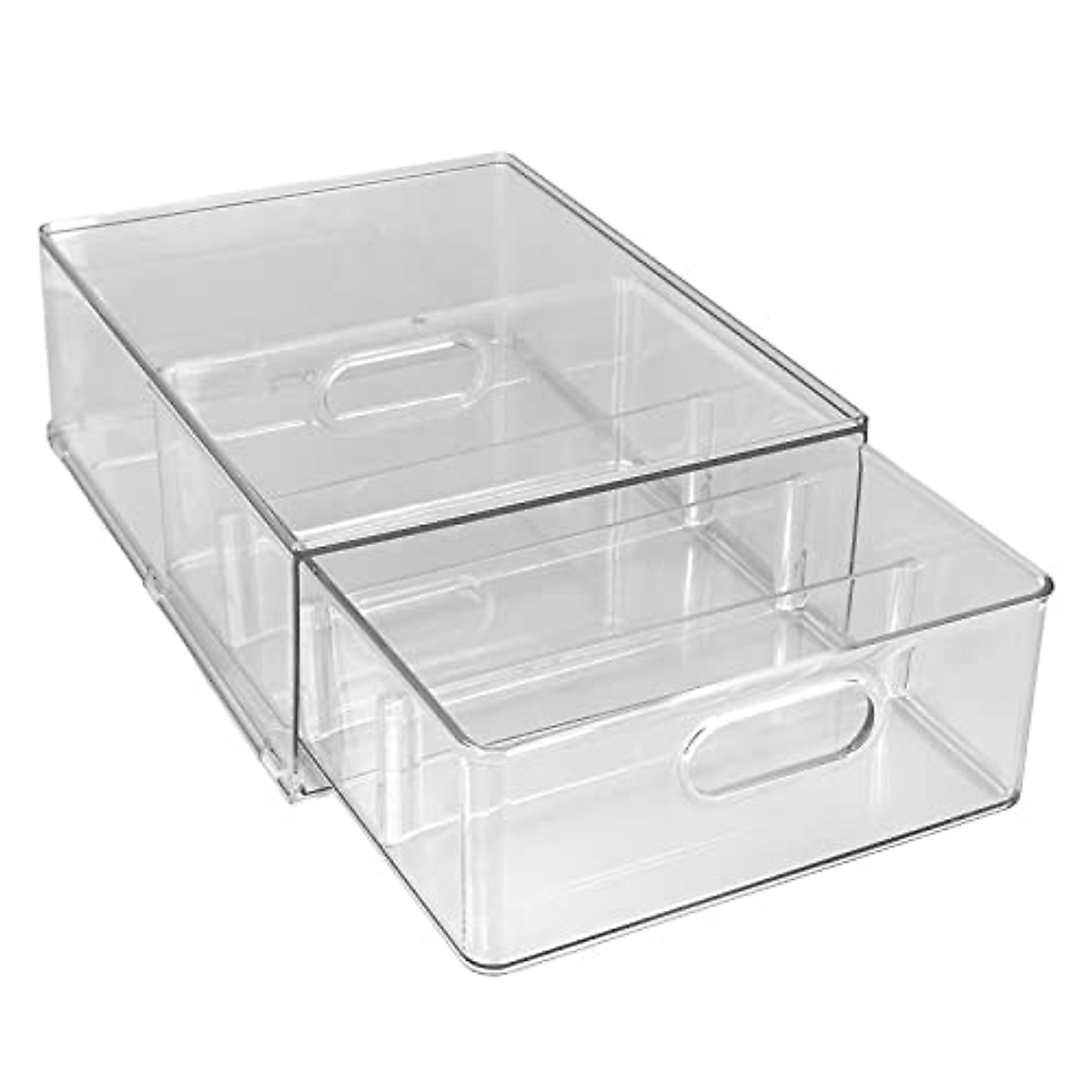 oceanside Drawer Storage Box, Multifunctional Stackable Storage Container for Toothpaste Hairspray Soap Makeup Wipes Facial Tissue(6L)