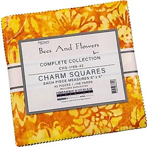Lunn Studios Artisan Batiks Bees and Flowers 42 5-inch Squares Charm Pack Robert Kaufman CHS-1199-42