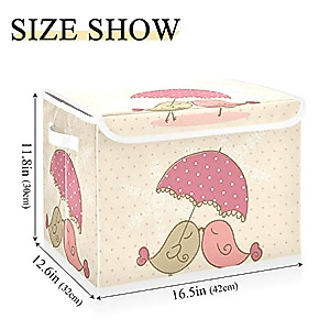 WELLDAY Birds Storage Baskets Foldable Cube Storage Bin with Lids and Handle, 16.5x12.6x11.8 In Storage Boxes for Toys, Shelves, Closet, Bedroom, Nursery