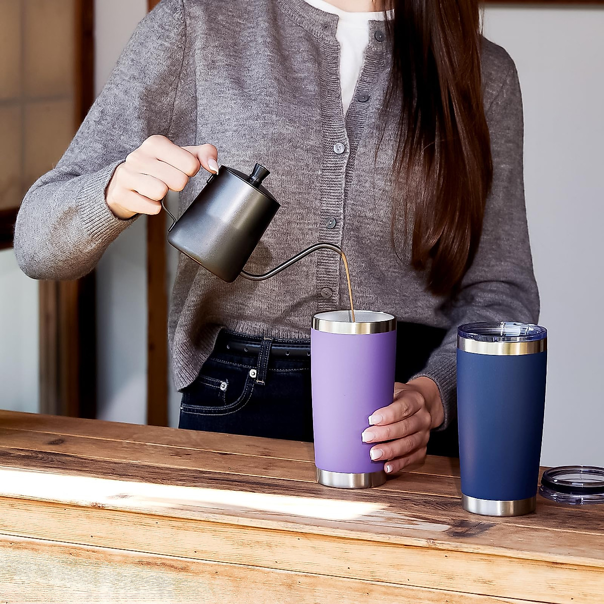 MEWAY 20oz Tumbler 12 Pack Double Wall Vacuum Insulated Travel Mug Bulk, Mix Color Stainless Steel Tumblers with Lid and Straw, Durable Powder Coated Coffee Cups for Cold & Hot Drinks（Color Mix, 12