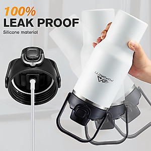 POPOACTI Insulated Tumbler,34 oz Stainless Steel Water Bottle, BPA-Free, Double-Walled Vacuum, Flip Straw for Travel, Keeps Drinks Hot & Cold for 12 Hours,For Travel, Gym & Office (White)