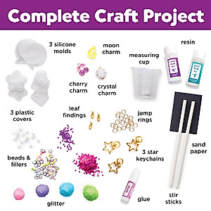 Creativity for Kids Resin Fidget Shakers - Create 3 Sensory Keychains, DIY Crafts for Kids Age 8-10+, Neon, 3" x 3"