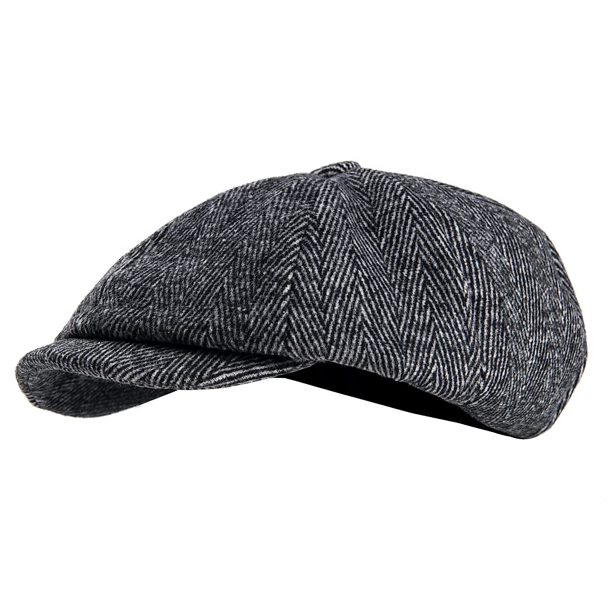 Hccfit 2 Pack Newsboy Cap Peaky Herringbone Baker Boy Flat Caps for Men Women (Black and Gery)
