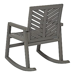 Walker Edison Outdoor Patio Wood Chevron Rocking Chair All Weather Backyard Conversation Garden Poolside Balcony, Set of 1, Grey