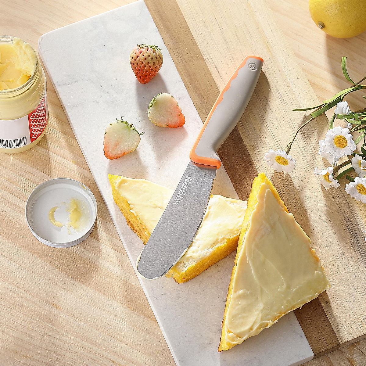 Butter Knife Spreader, Little Cook 4.7 Inch Sandwich Butter Spreader Knife, Stainless Steel Spreaders for Food with Serrated Edge , Great for Butter, Cheese, Peanut, Sandwhich, Jam, Dishwasher Safe