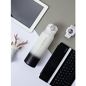 UPSTYLE Insulated Water Bottles one hand open Sweat Free Stainless Steel Flask Double Wall Tumblers Metal Vacuum Cups for School, Sports, Portable Mugs (22oz Black)