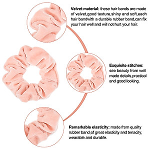Whaline Pastel Hair Scrunchies Elastic Scrunchy Bobbles Velvet Hair Bands Boho Soft Hair Ties Hair Accessories for Girls Women (12 Colors)