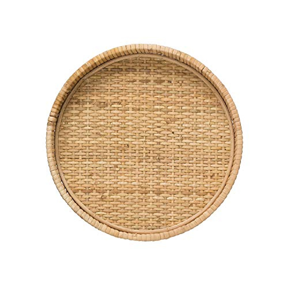 Creative Co-Op 9.75" R Decorative Woven Rattan Metal Clothespin Feet Pedestal, 9.75" x 5.5", Beige