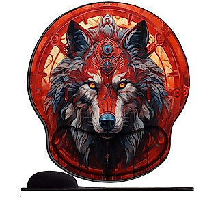 Mouse Pad - Mouse Mat with Wrist Rest Support, Gel Foam Rest Anti-slip Rubber Base, for Laptop Computer PC Home Office Working Gaming -ancient Egypt style red wolf magic circle