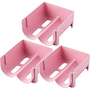 Hemoton 3pcs Refrigerator Bottle Storage Rack Wine and Water Bottle Organizer Stackable Plastic Wine Rack Beer Can Storage Box Holder for Pantry Countertop Pink