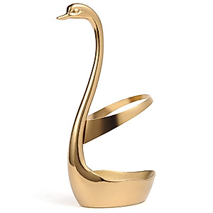 AnSaw Gold Swan Base Holder Coffee Bar, Dining Entertaining Wedding Table Decorative (Size Large)