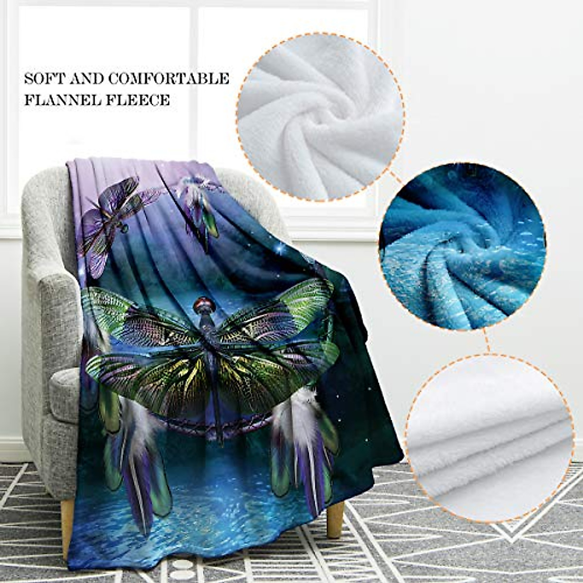Jekeno Dreamcatcher Blanket Print Throw Blanket Lightweight Blanket Perfect for Couch Sofa Travelling 50"x60"