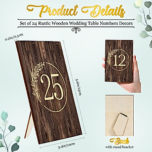 25 Pieces Rustic Wooden Wedding Reception Table Numbers Decors Country Wedding Table Decoration Self Stand Wedding Centerpieces Table Signs for Wedding Bridal Shower Restaurant Decor, Number 1 to 25