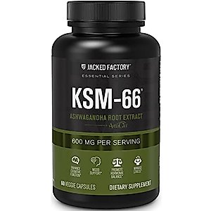 Ashwagandha Root Extract (KSM-66 Ashwagandha) w/ 5% Withanolides - Supplement for Natural Stress Relief, Cognitive Function, Vitality, and Mood Support - 60 Veggie Capsules