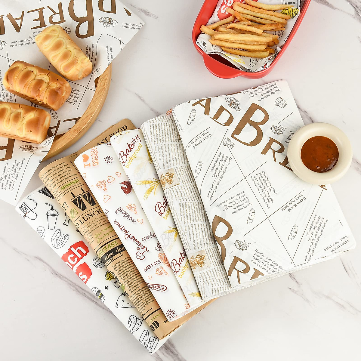 Hutuzldz 100Pcs Wax Paper Sheets for Food, Parchment Paper, Sandwich Wrapping Paper, Basket Liners Food Picnic Paper Sheets Greaseproof Deli Wrapping Sheets, 12 x 12 Inch