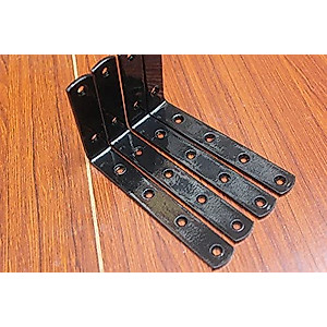 MHMYDZ 4 Pcs Black Steel Heavy Duty"L" Corner Brace Joint Angle Bracket Shelf Bracket Wall Hanging with Screws 125mmX75mm/5 InchX3 Inch Decorative Corner Brackets Joint Angle Bracket