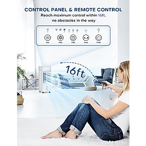 BALKO Evaporative Air Cooler, 3-IN-1 Swamp Cooler, 2 Modes and 3 Speeds, 25-INCH Windowless Air Conditioner w/Remote…