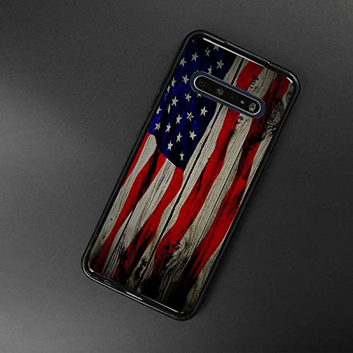 Compatible with LG V60 ThinQ 5G Case, Retro USA American Flag Old Wood Grain Graphic Design for LG Case Men Boys,Soft Silicone Stylish Cool Case for LG