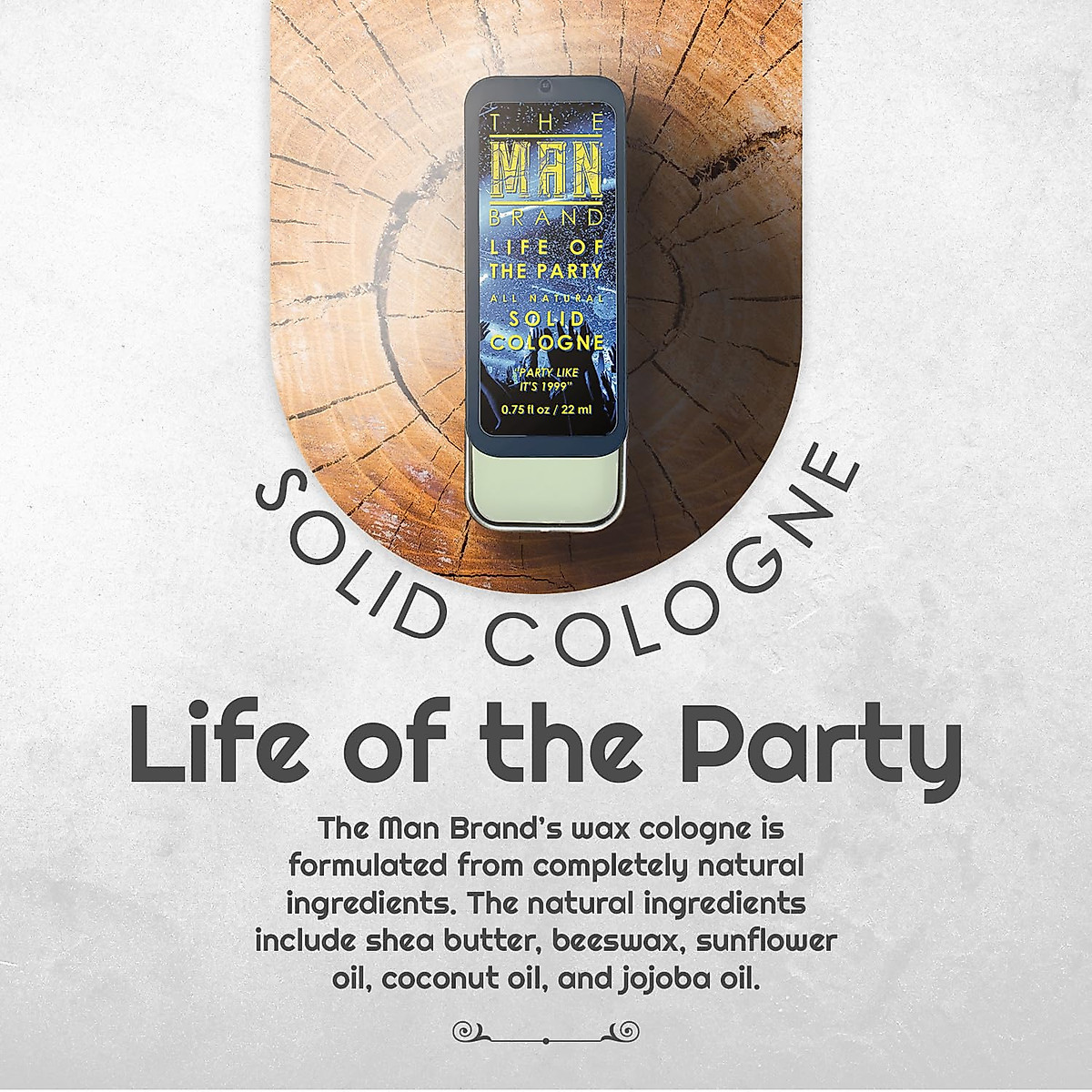 Life of the Party Solid Cologne - Natural Men's Cologne - Life fo the Party Wax Cologne, Travel Size Cologne for men - natural mens cool water cologne (3/4 oz (Pack of 1), Life of the Party)