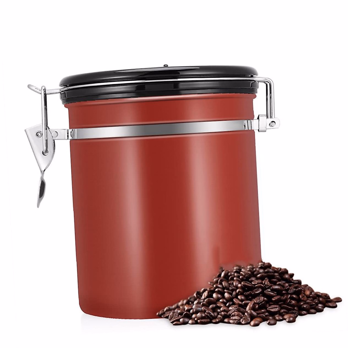 Luxshiny Coffee Bean Container Coffee Bean Canister Stainless Steel Snack Containers Metal Coffee Canister Coffee Bean Storage Container Vacuum Seal Containers Food Jar Household