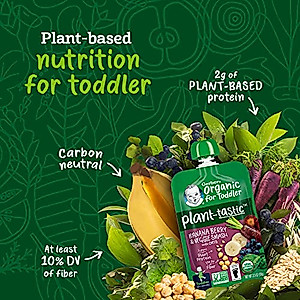 Gerber Organic Baby Food Pouches, Toddler, Plant-tastic, Banana Berry & Veggie Smash, 3.5 Ounce (Pack of 12)