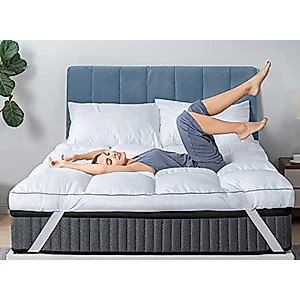 QUEEN ROSE Mattress Topper Queen, Extra Thick Mattress Pad Pillowtop for Back Pain Relief, Soft Bed Cover for Firm Mattress, Plush Overfilled Down Alternative Mattress Protector