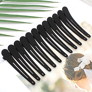 YISSION 12 PCS Hair Clips for Styling Sectioning, 3.1 Inch Matte Alligator No Crease Duck Billed Hair Clips, Hair Barrettes and Styling Accessories for Women Girls Black