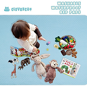 [Upgrade] CLOVERCAT 2 Pack Large Size 35x27” Bed Pads Washable Waterproof Mattress Protector, Reusable Incontinence Pee Pads for Bed Wetting Toddlers, Adults, Elderly, Women or Kids, Children