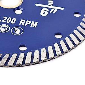 6" Diamond Turbo Blade Granite Blade for Granite Marble Porcelain Tile Wet/Dry Cutting
