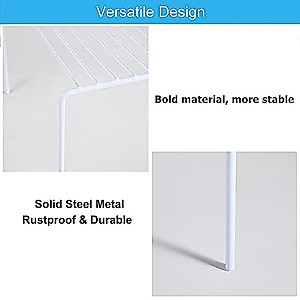 iPEGTOP Set of 4 Large (15.7 x 9.4 Inch) Kitchen Cupboard Organiser, Freezer Cabinet Storage Shelf Wire Rack, Rustproof Steel Shelves for Fridge Pantries Countertops Utensils -White