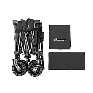 Moon Lence Collapsible Folding Wagon Cart Heavy Duty Folding Garden Portable Hand Cart with All-Terrain Beach Wheels, Adjustable Handle & Drink Holders