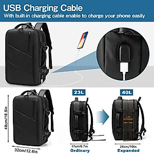 Travel Backpack,WUAYUR 15.6inch Laptop Backpack w/USB Port,40L Carry On Luggage