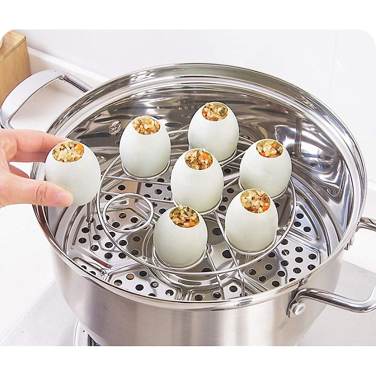 Kspowwin 2 Piece Upgraded Version Stackable Stainless Steel Egg Steamer Rack for Instant Pot Accessories and Pressure Cooker