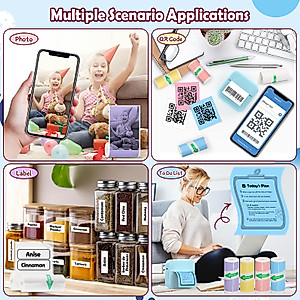 HUIJUTCHEN 20 Rolls Mini Thermal Sticker Printer Paper 57x25mm Inkless Self-Adhesive Paper for M02/T02/X5 Pocket Bluetooth Receipt Printer for Photo,DIY,Note,Memo(16 White+4 Color)