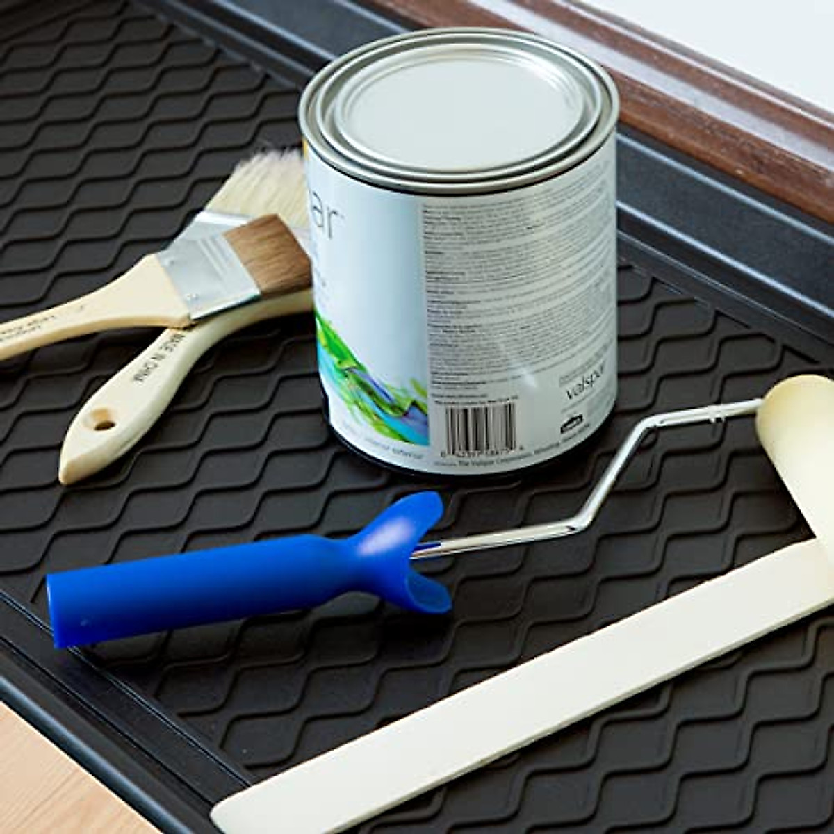 Stalwart All Weather Boot Tray - Large Water Resistant Plastic Utility Shoe Mat for Indoor and Outdoor Use in All Seasons (Set of Two, Black)