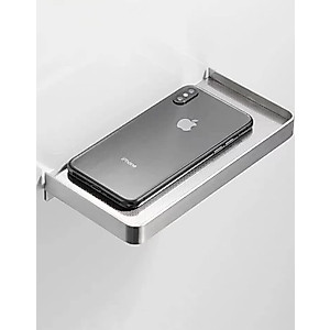 YISMAN Stainless Steel Toilet Phone Holder, Wall Mounted Storage Shelves, Multifunctional Item Tray Free Punching