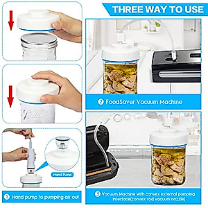 Jar Sealer and Accessory Hose Kit, 18Pcs Jar Sealing Kit for Regular and Wide Mouth Jars Compatible with FoodSaver Suction Port Vacuum Nozzle 5.5mm to 6mm(with Manual Portable Vacuum Pump)