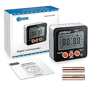 AUTOUTLET Digital Angle Finder Gauge Magnetic Angle Level Finder Digital Protractor Inclinometer Miter Angle Cube Level Box for Woodworking,Table Saw with Backlight 0-360° Rotation