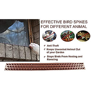 Home-X 6 Pcs Plastic Anti Cat or Bird, Keep Off Pigeon, Squirrel, Woodpecker & More Outdoor Spikes, Woodpecker, Cats, and Raccoons, Anti-Climb, Brown, Each 19 ½ " L x 1 7/8 ” W