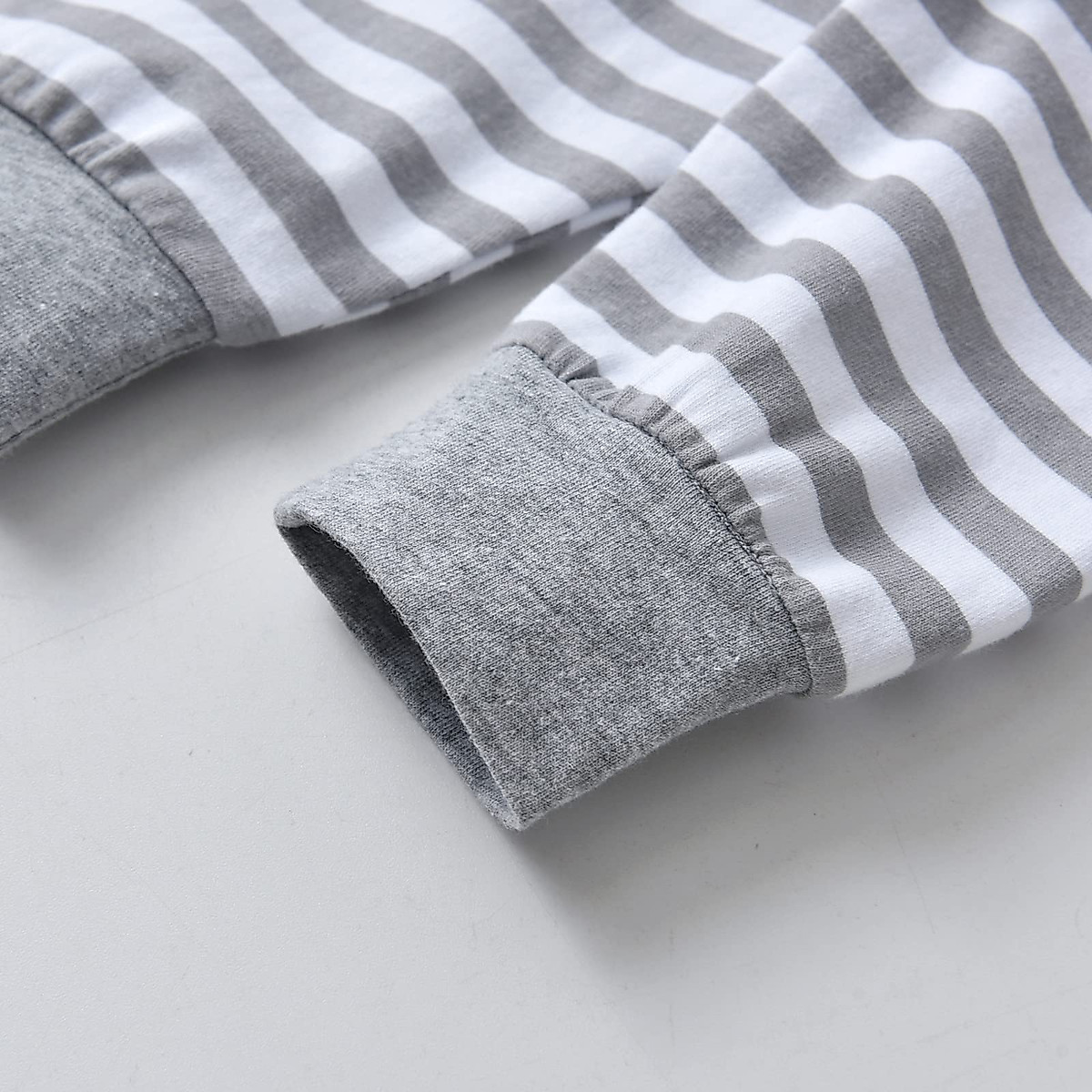 Velopvice Infant Baby Boys Clothes Long Sleeve Striped Hoodie Pants Outfit Set (0-3 Months, Grey)