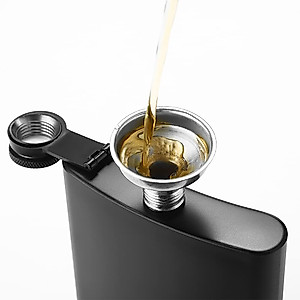 YFS 2 Pack Hip Flasks for Liquor, 8 Oz & 12 Oz Matte Black Stainless Steel Leakproof Flasks with Funnel