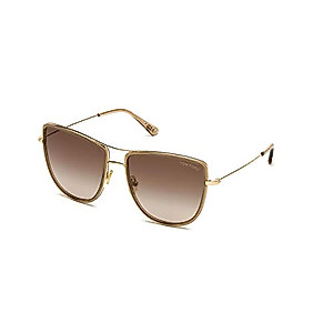 Sunglasses Tom Ford FT 0759 Tina 28F Shiny Rose Gold/Champagne Temple Tips/Gra, 59-18-140