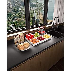 6 Pcs Stackable Drawer Organizer Set, 6.6" X 6.6" Square Plastic Vanity Drawer Organizers and Storage Bins, Desk Drawer Organizer Trays for Makeup, Bathroom Countertop, Office Drawer Divider, White