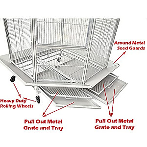 Extra Large 30" Corner Cage for Cockatiel Parakeet Budgies Parrot for Small to Medium Size Bird (White Vein)