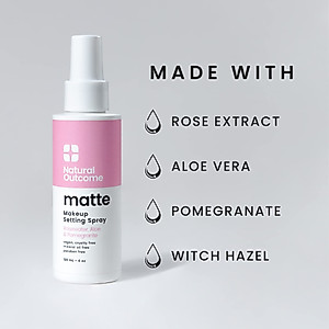 natural outcome Matte Makeup Setting Spray | Mattifying Lock In Makeup Setting Mist | Keeps Makeup Fresh All Day | Add Vibrance & Shine to Your Look | Oil-Free Vegan Formula for All Skin Types | 4 oz