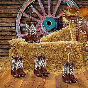 Tatuo 6 Pcs Cowboy Boots Table Number Holders Cute Photo Balloon Place Card Holder Cute Table Number Stands Picture Menu Memo Clips for Food Signs Party Wedding Anniversary Decorations (Dark Brown)