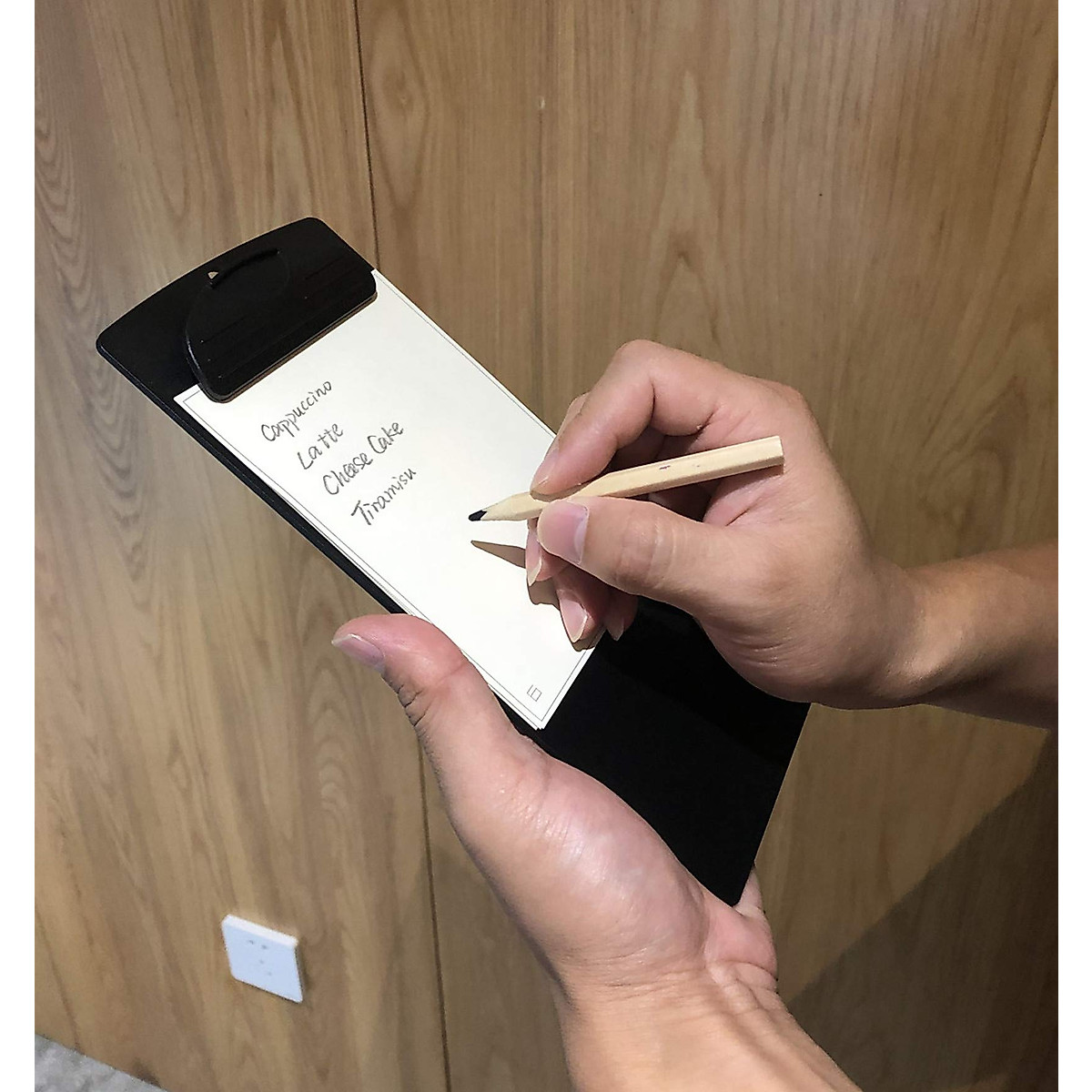 Vinseen Plastic Clipboard, for Memo, Menu, Credit Card Receipt, 4x9in, 6-Pack (Black)